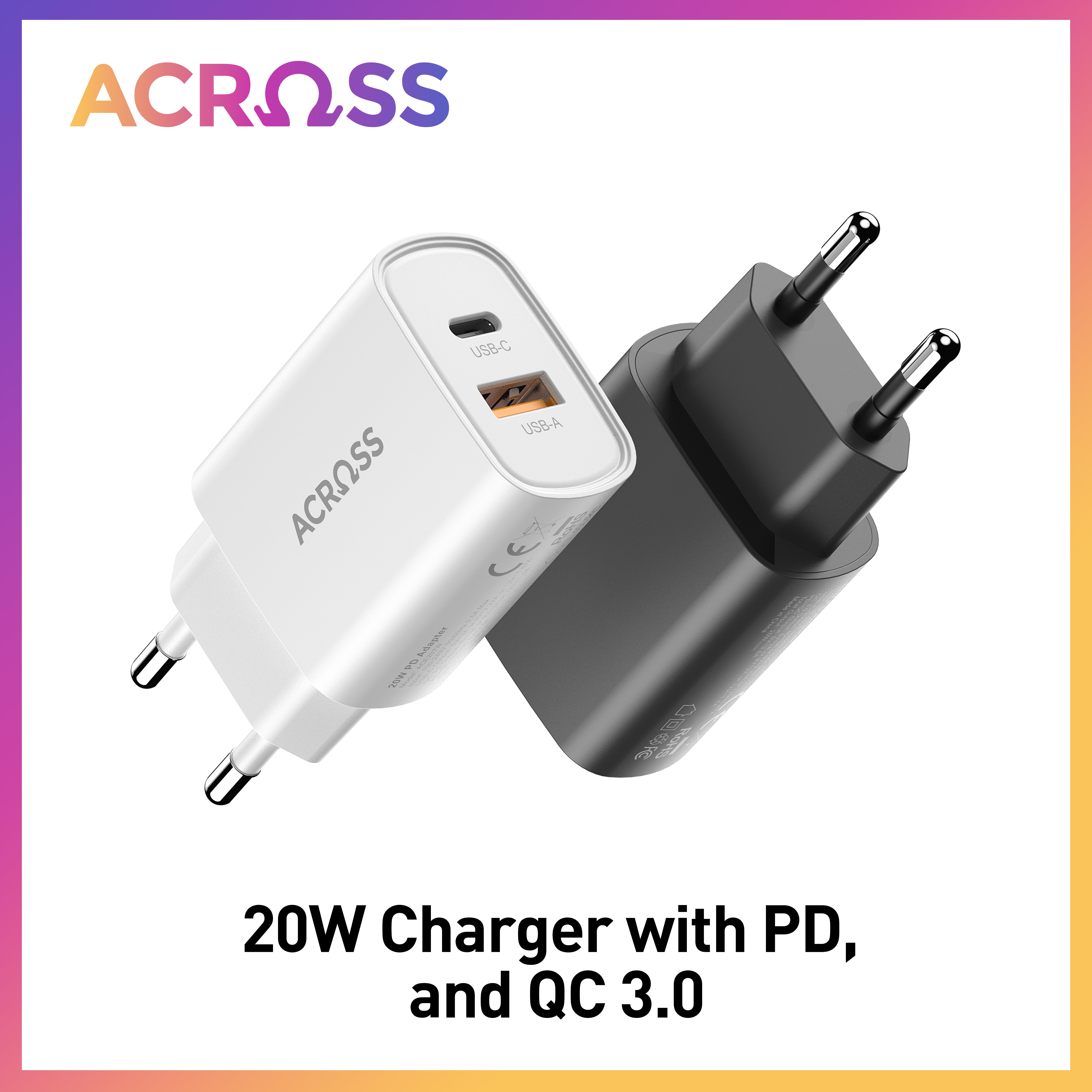 SpeedCharge 20W 2-Ports Charger with PD, QC 3.0 for iPhones, Androids ...